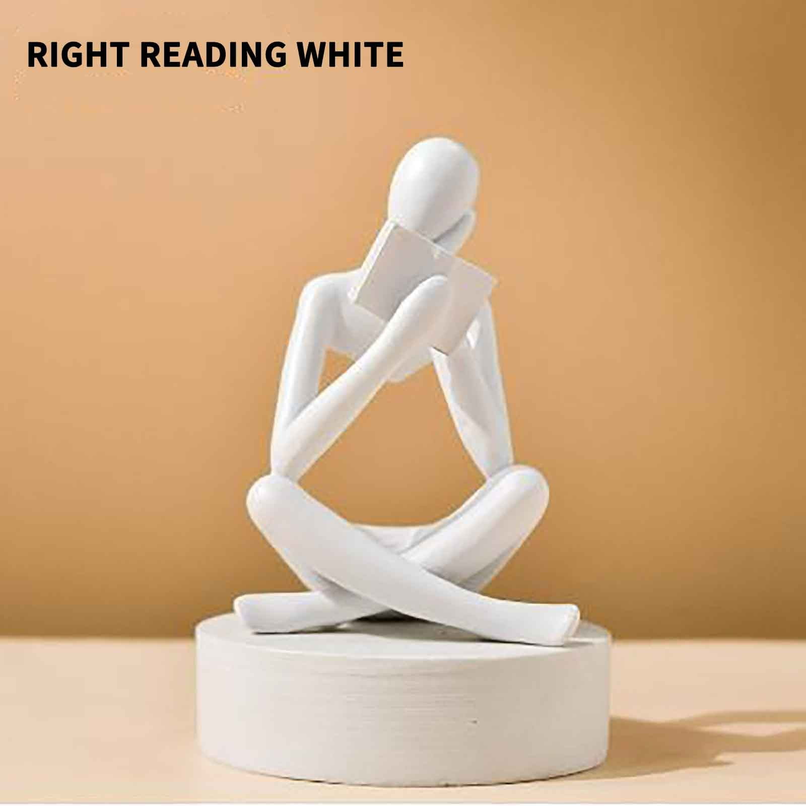 Bookshelf Decor Reading Statue - Abstract Art Thinker Sculpture Bookend ...