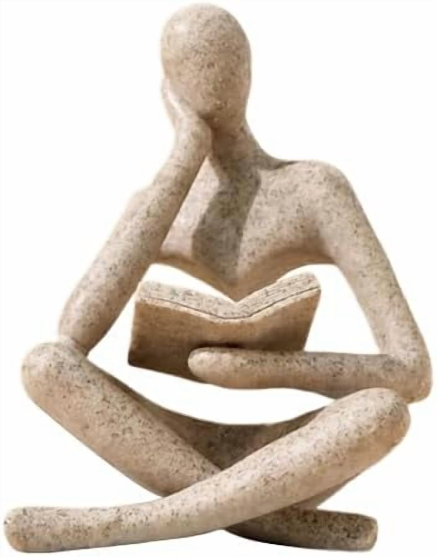 Bookshelf Decor Thinker Statue - Abstract Art Reading Thinker Sculpture ...