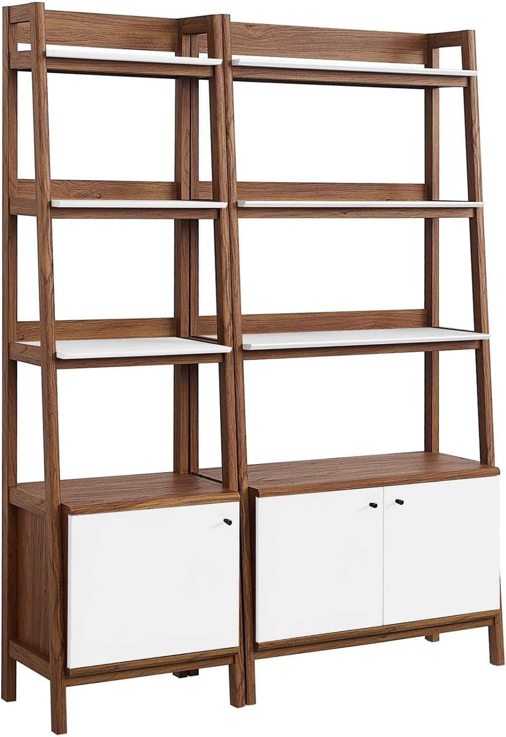 Bookshelf Display Cases In Walnut White - Set Of 2 - Walmart.com