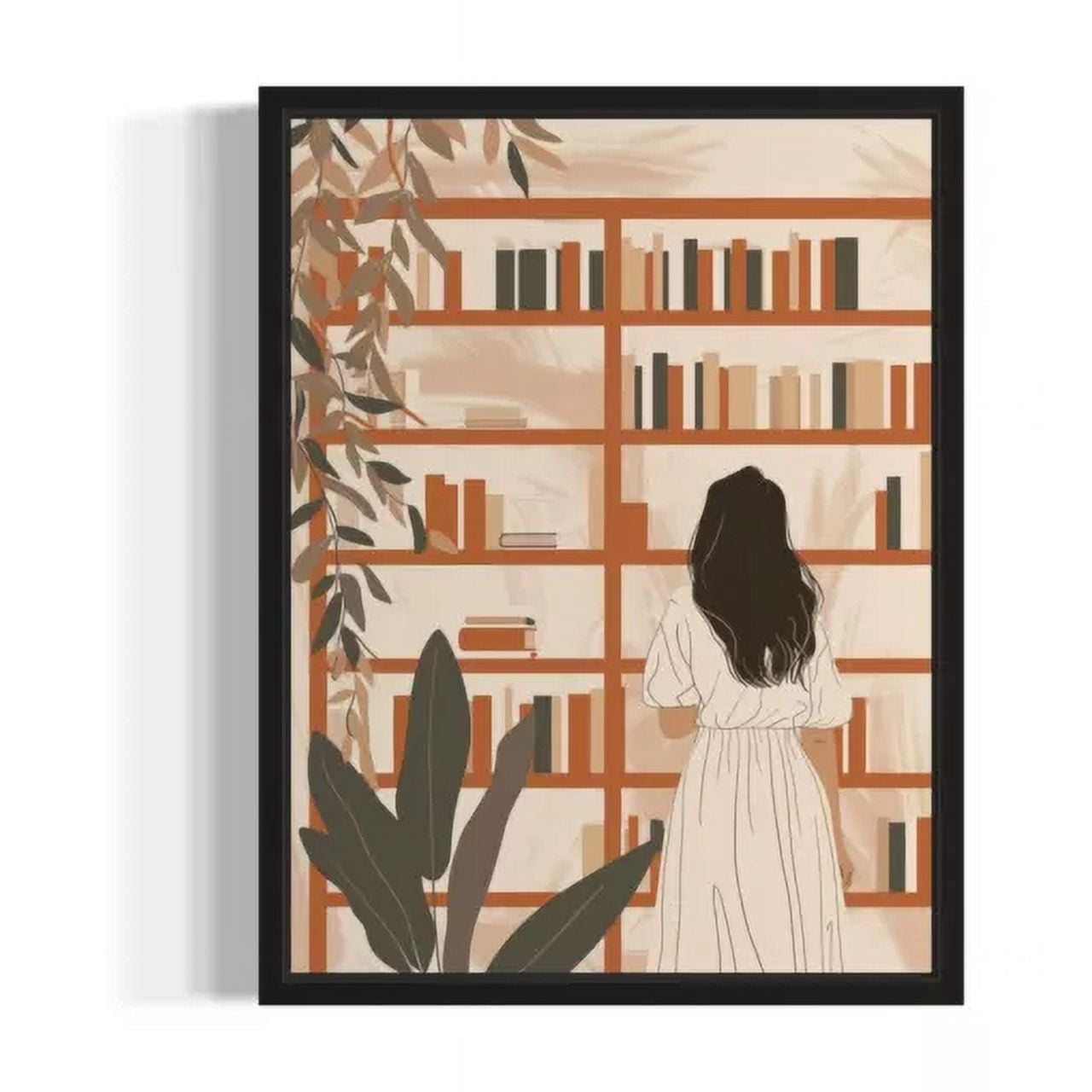Bookshelf Female Boho Photo Art Print Poster Wall Art Painting NO ...