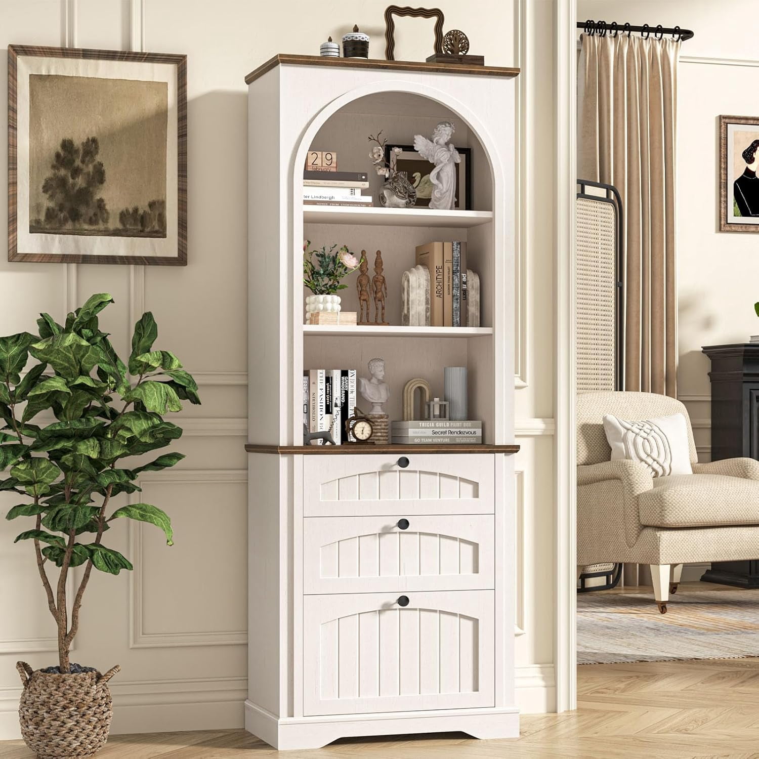 Bookshelf with File Drawers for Letter/A4/Legal Size Hanging Files, 68 ...