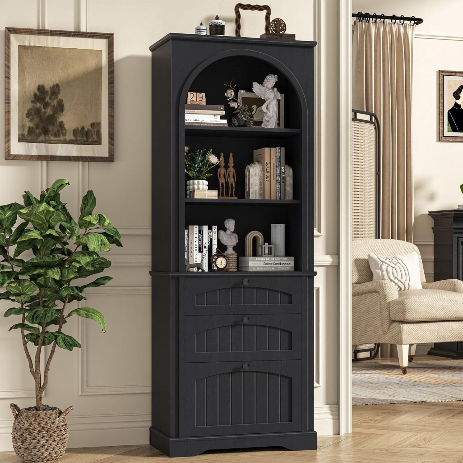 Bookshelf with File Drawers for Letter/A4/Legal Size Hanging Files, 68 ...