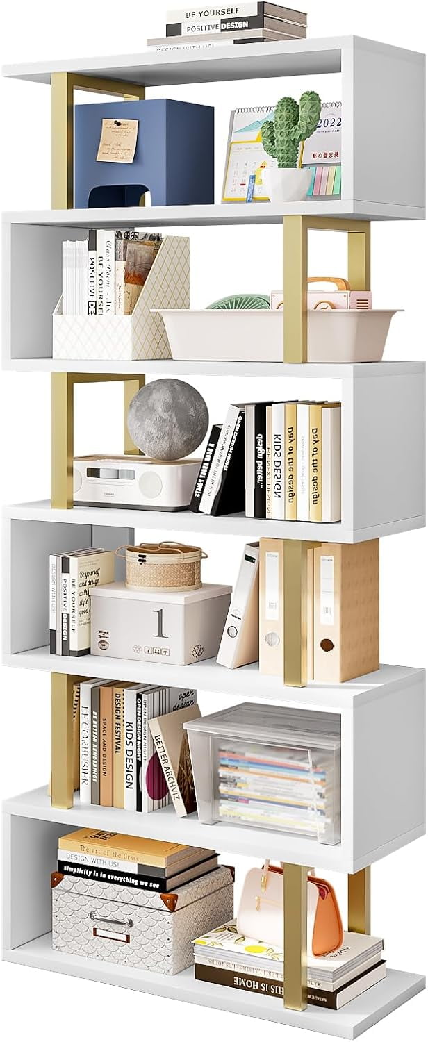 Bookshelf Geometric Bookcase S Shaped Industrial Bookshelf Storage ...