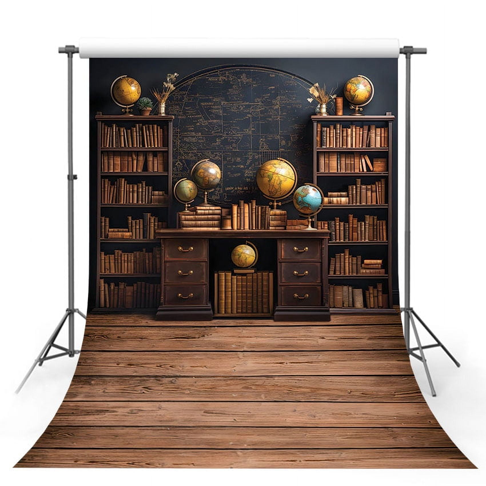 Bookshelf Globe Vintage Indoor Bookcase Kids Birthday Party Portrait r ...