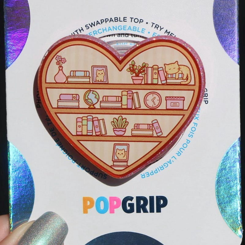Bookshelf Heart Resin Grip: Cat Lover Phone Grip - Walmart.com