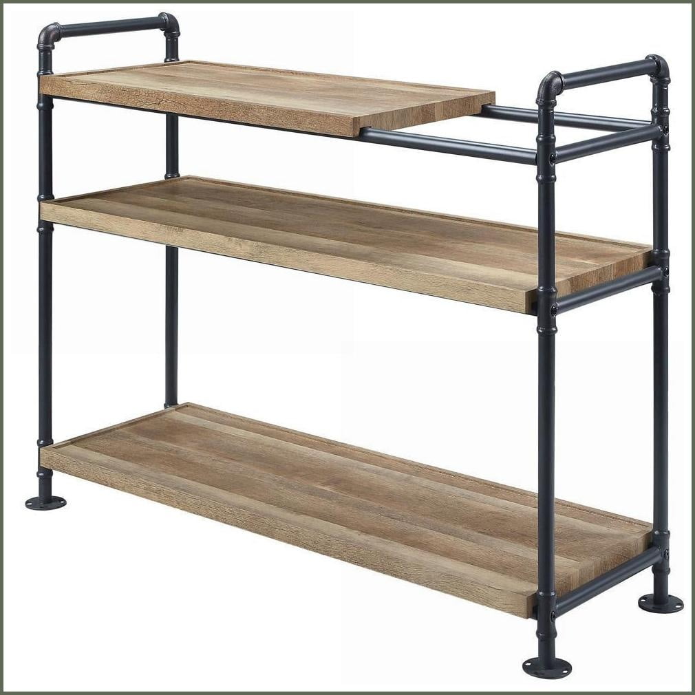 Bookshelf, Industrial 3-Shelf with Oak & Sandy Black Finish | Oak ...