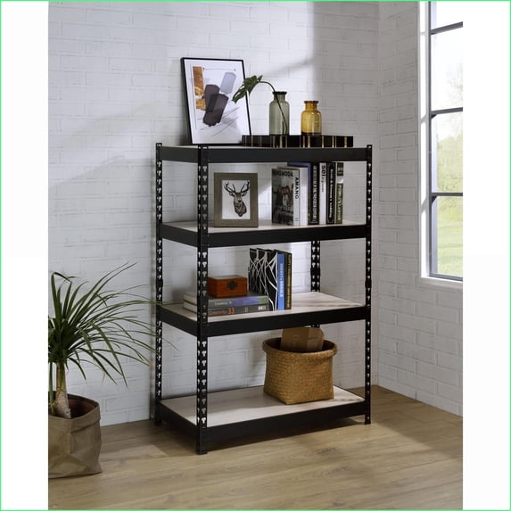 Bookshelf, Industrial 4-Tier with Adjustable Shelves | Sturdy Metal ...