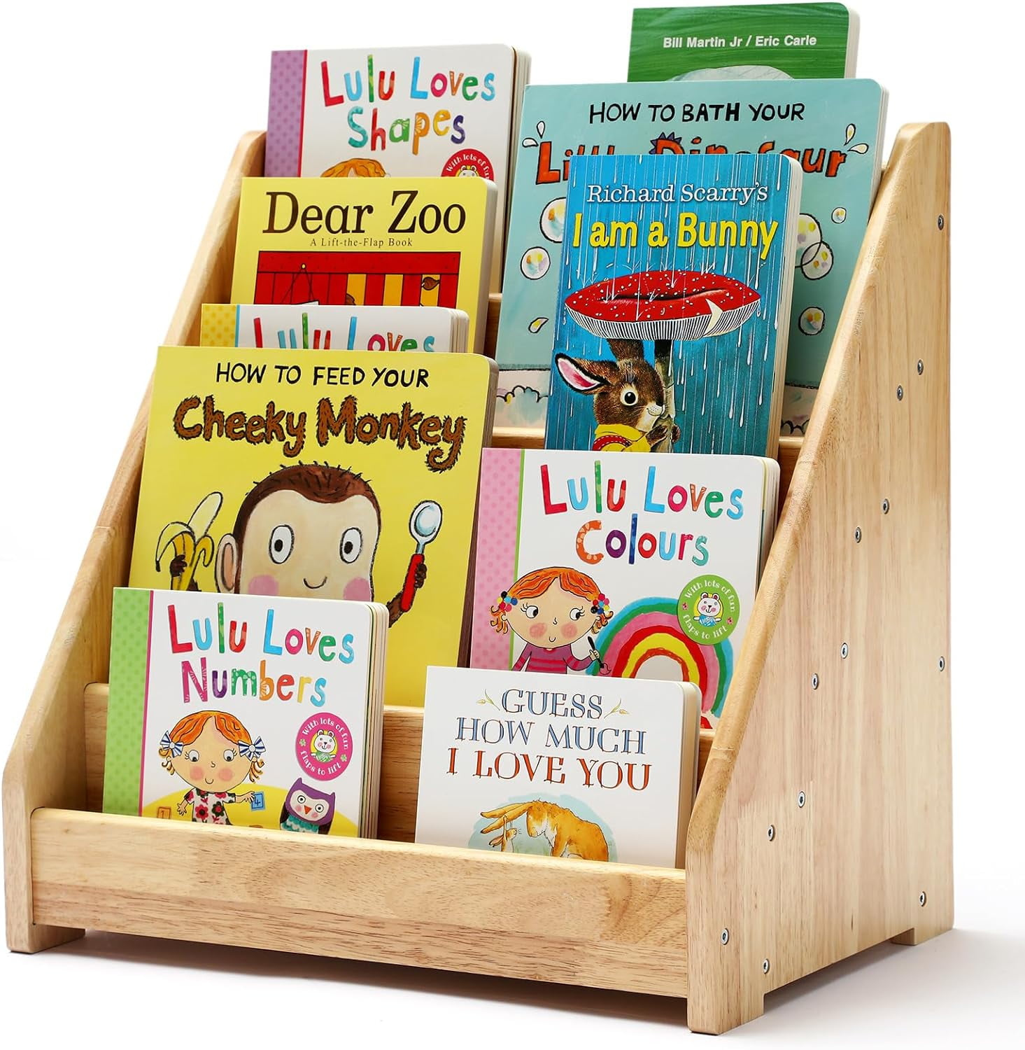 Bookshelf, Kids Wooden 5-Tier Front Facing Book Display Shelf with ...