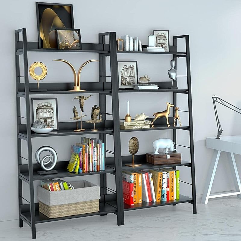 Bookshelf,Ladder Shelf 5 Tier Narrow Bookcases Floor Freestanding ...