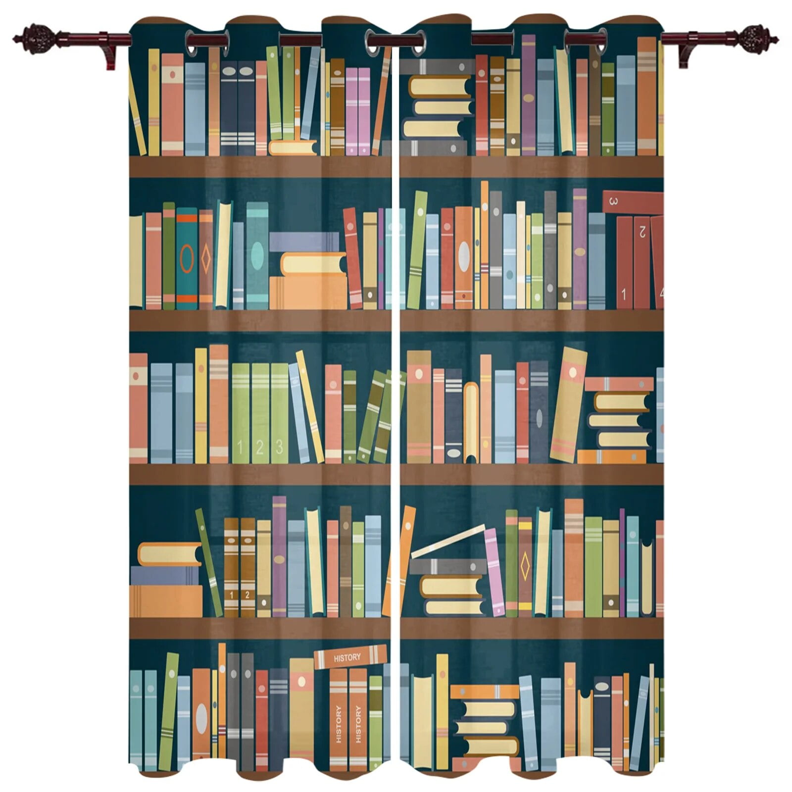Bookshelf Library Book Window Curtains for Living Room Luxury Bedroom ...