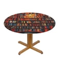 Bookshelf Library Patterns Art Fitted Round Tablecloth 90cm with ...