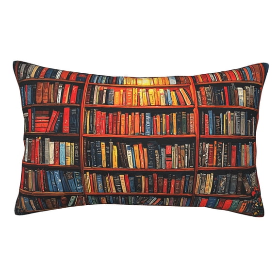 Bookshelf Library Patterns Art Pillowcase 14x20 Rectangle Throw Pillow ...