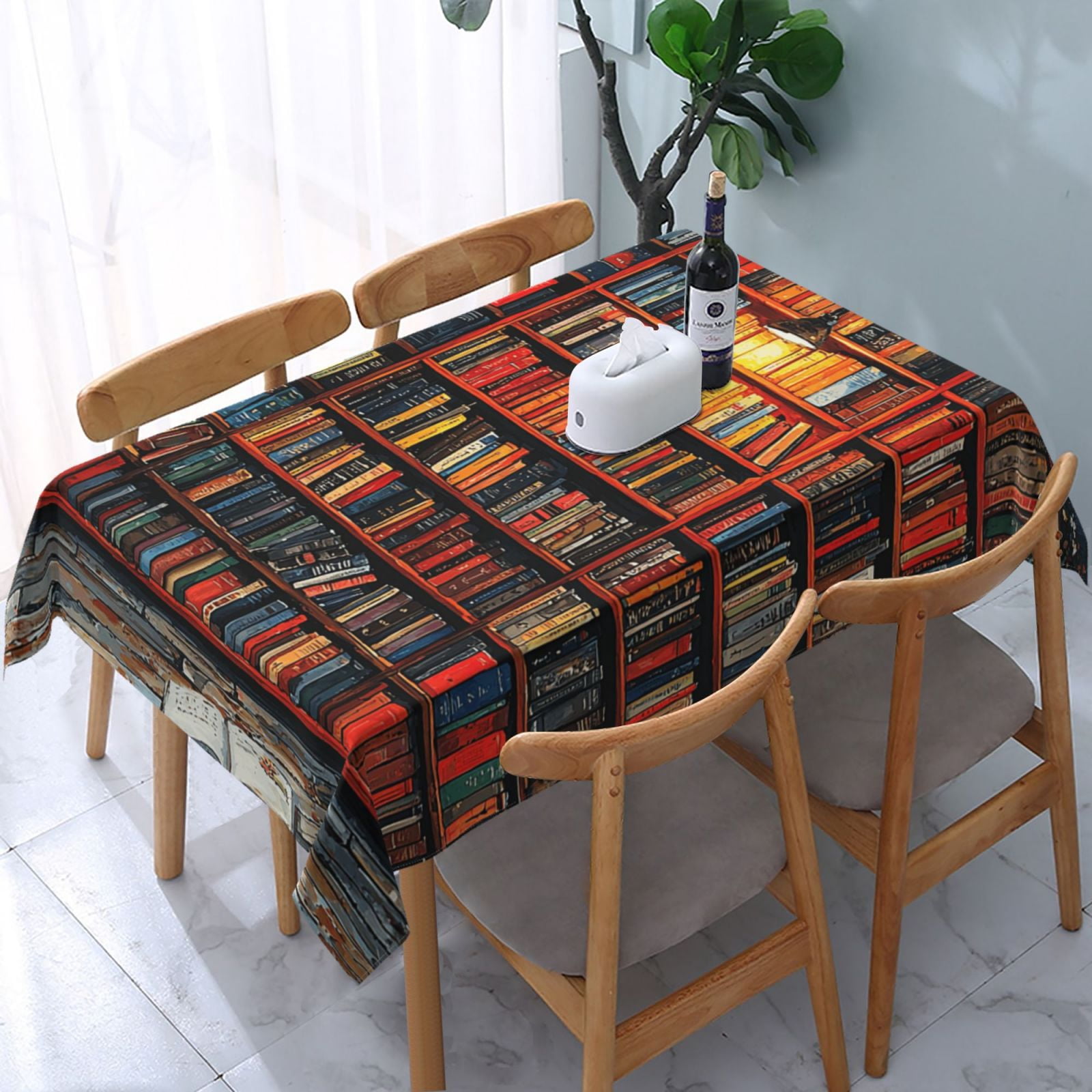 Bookshelf Library Patterns Art Rectangular Tablecloth 54"x 72 ...