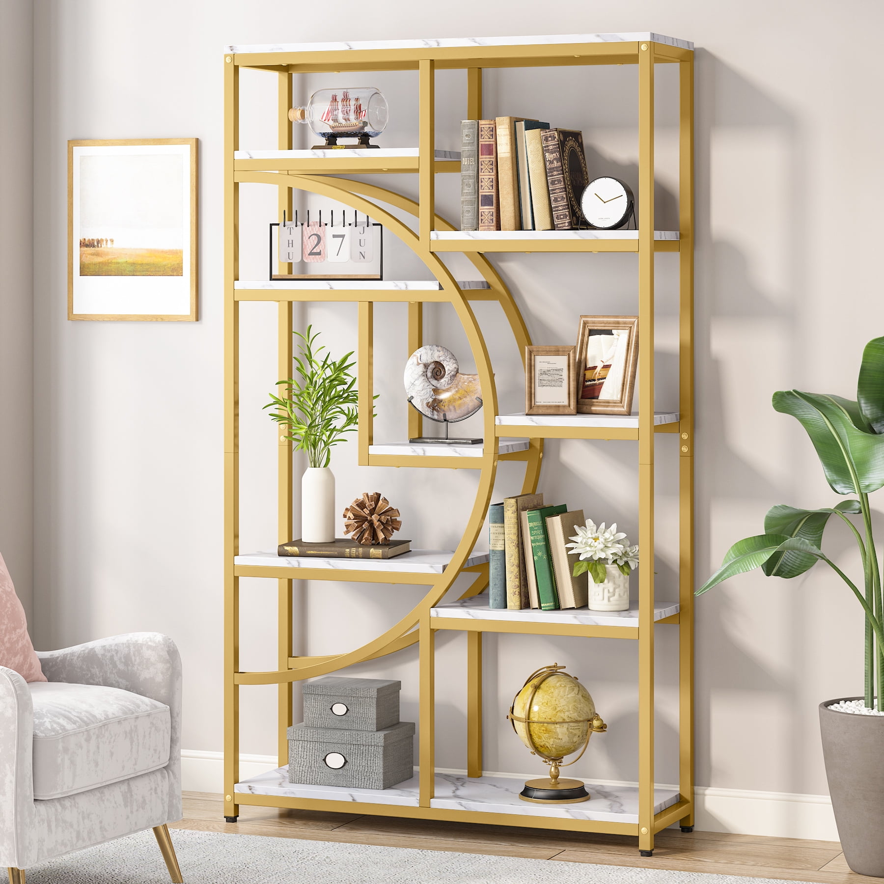 5-Tier Modern Etagere Bookshelf, Freestanding Display Shelf Organizer ...