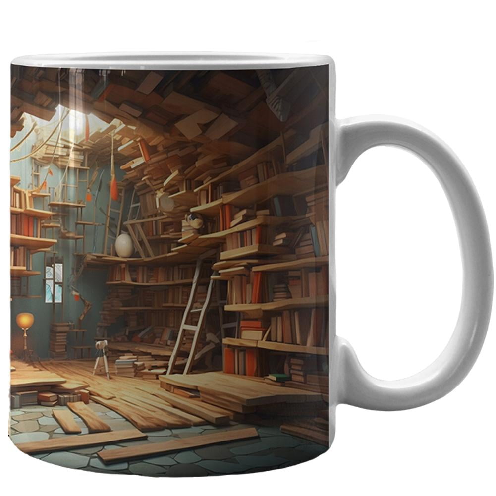 Bookshelf Mug - 3D Effect Books Mugs, Creative Space Design Multi ...