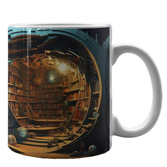 Bookshelf Mug - 3D Effect Books Mugs, Creative Space Design Multi ...