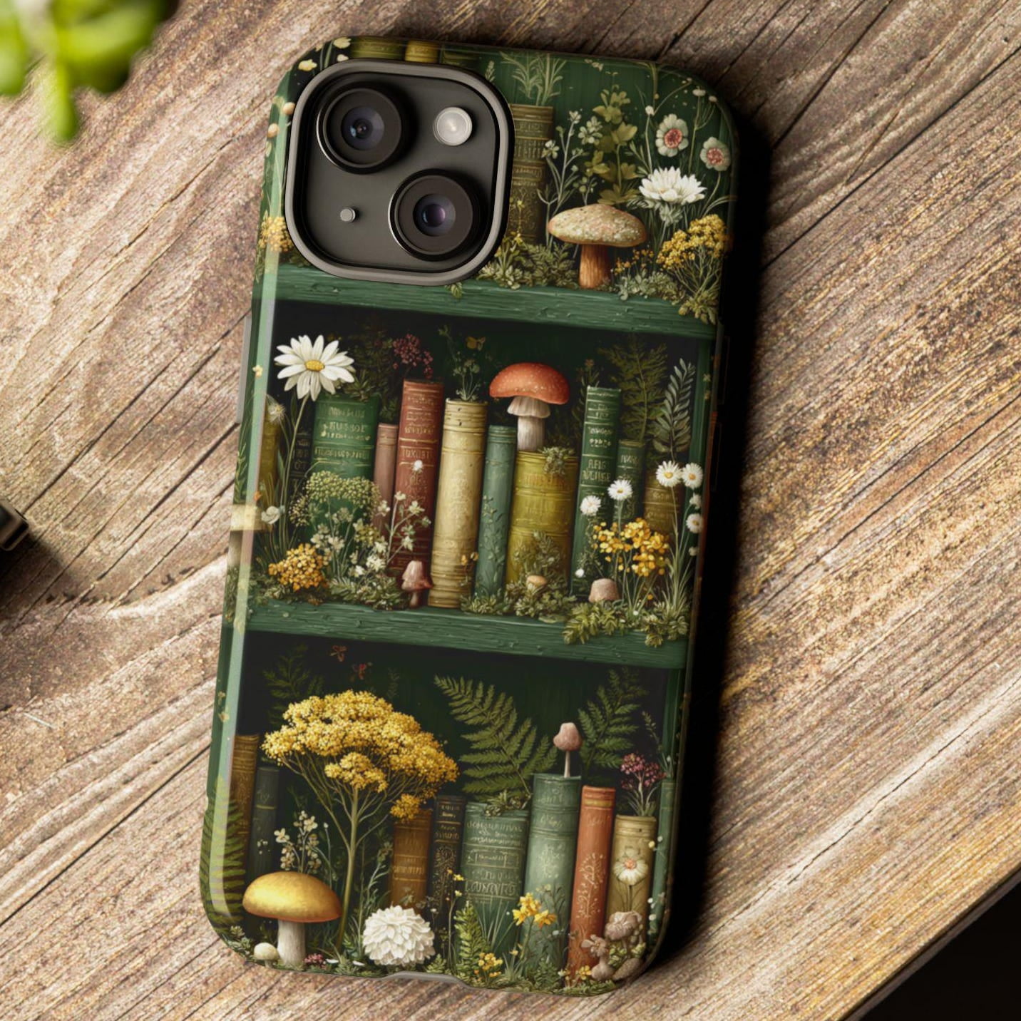 Bookshelf Mushroom Cottagecore Phone Case for iPhone 17 through 11 Pro ...