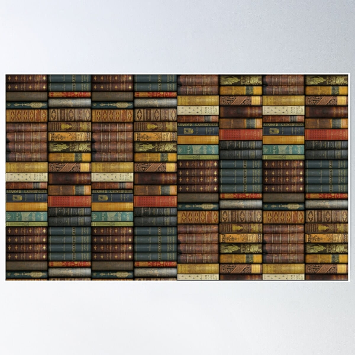 Bookshelf - Old Books - Book Lovers Poster Wall Art Modern Wall Decor ...
