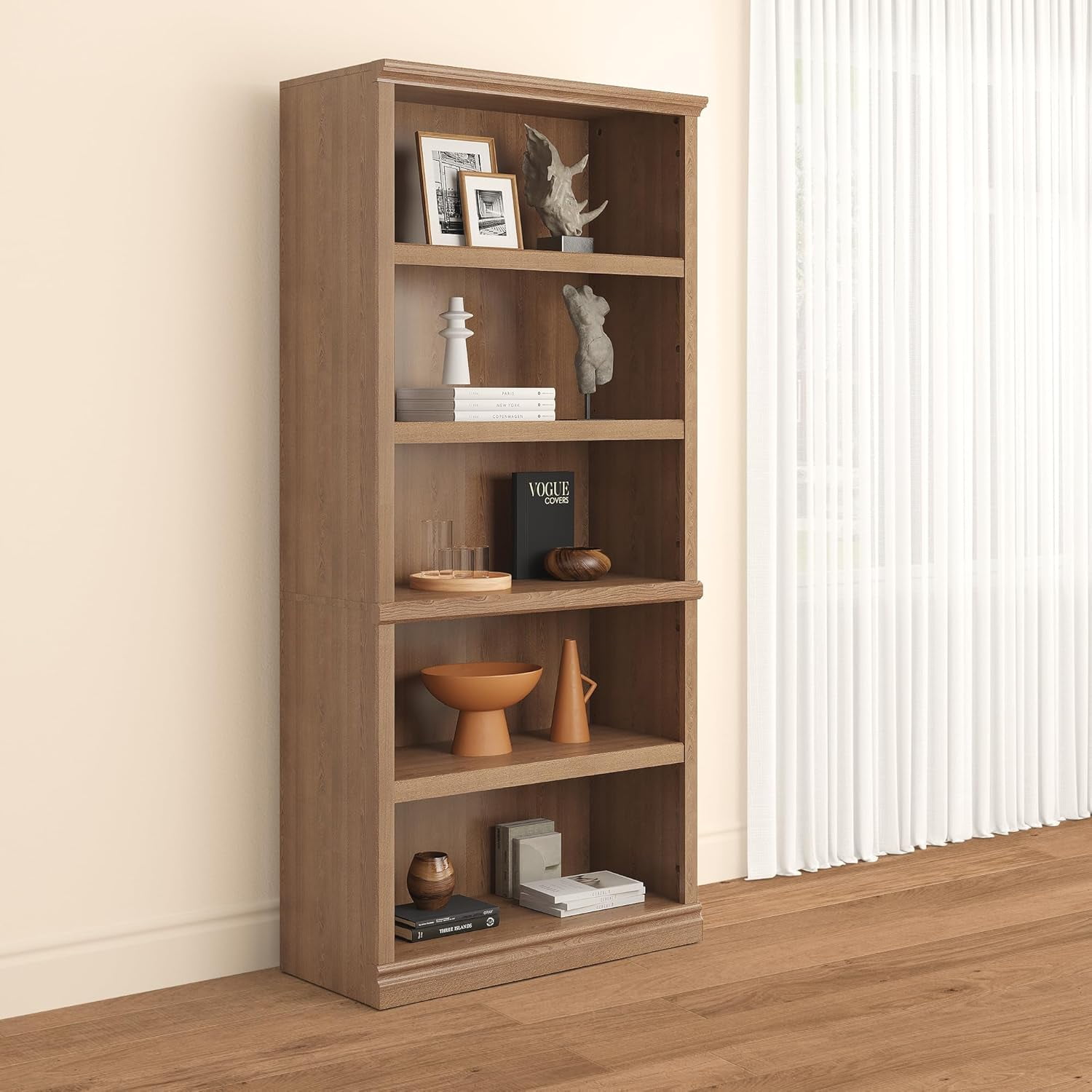 Bookshelf, Open Storage 70 Inch Tall 5 Shelf Bookcase, Floor Standing ...