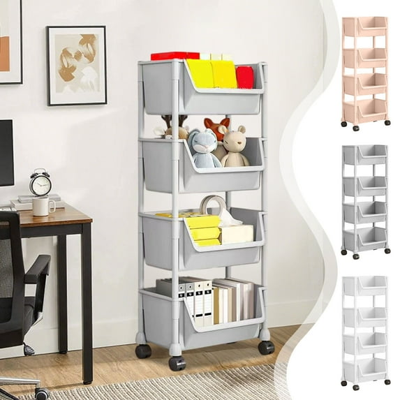 Bookshelf Organizer, Mobile Under-Table Cart, Multi Tiered, Metal ...
