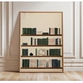 Bookshelf Poster Minimal Library Wall Art Book Stack Print Neutral ...