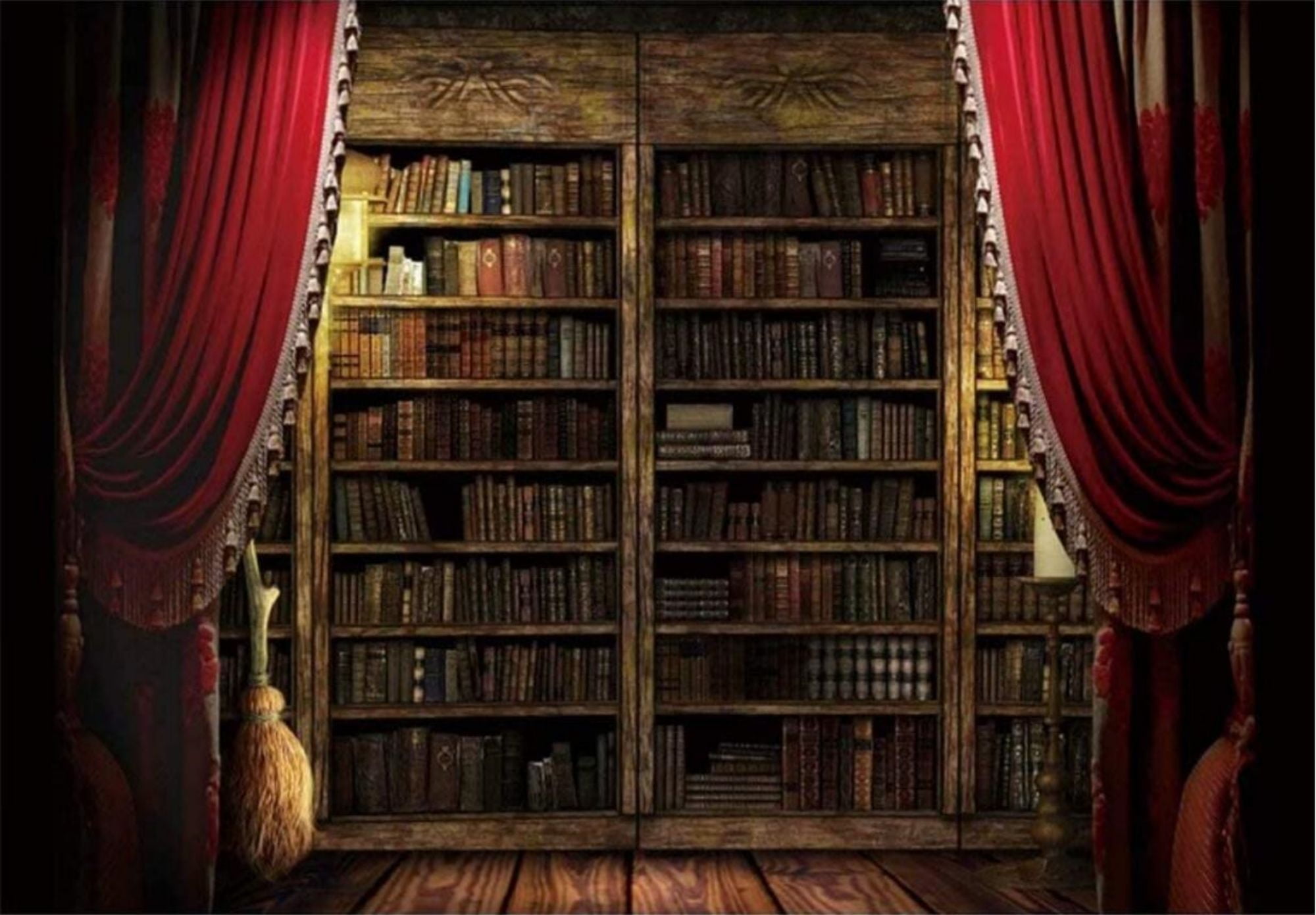 Bookshelf Retro Bookstack Ancient Library Background Custom Birthday ...