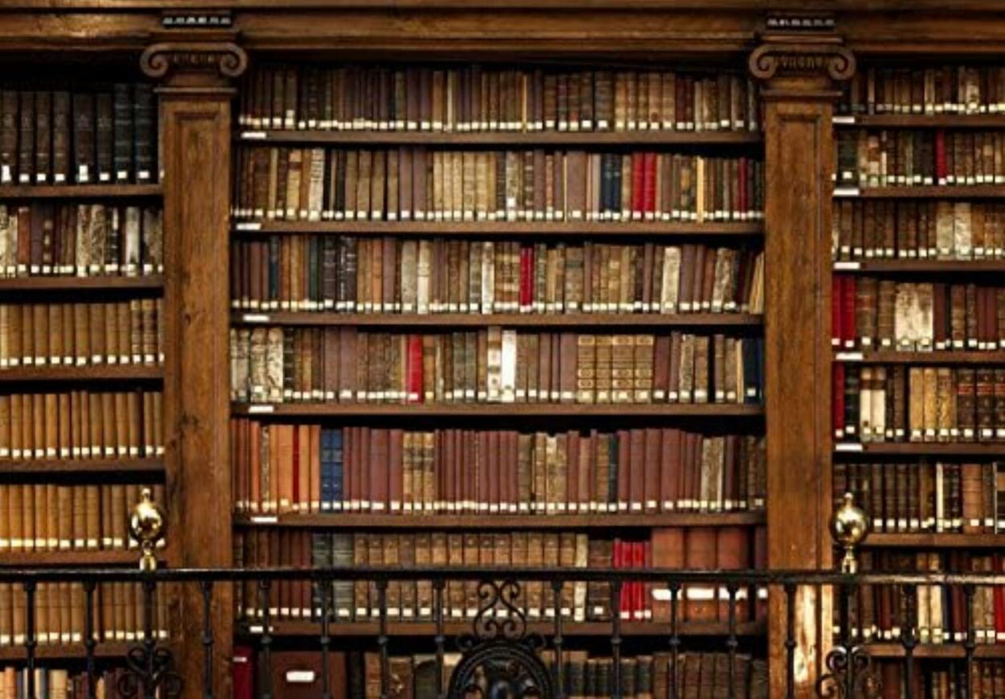 Bookshelf Retro Bookstack Ancient Library Background Custom Birthday ...