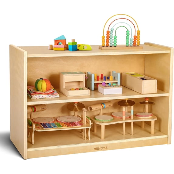 Bookshelf Rubber Soild Wood 5-Section Wooden Storage Cabinet 2 Shelf ...