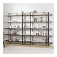 Bookshelf Set, Heavy Duty 5-Tier Industrial Bookcase, 47" Wide Wood ...