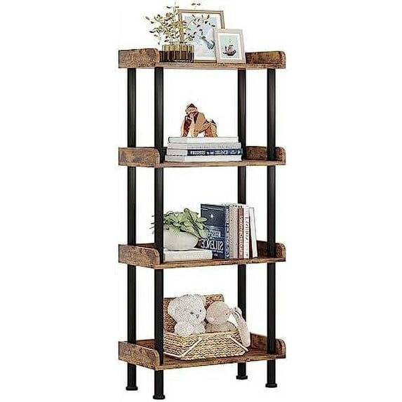 Bookshelf Small Book Shelf, 3 Tier Wood Bookcase Industrial Bookshelf ...
