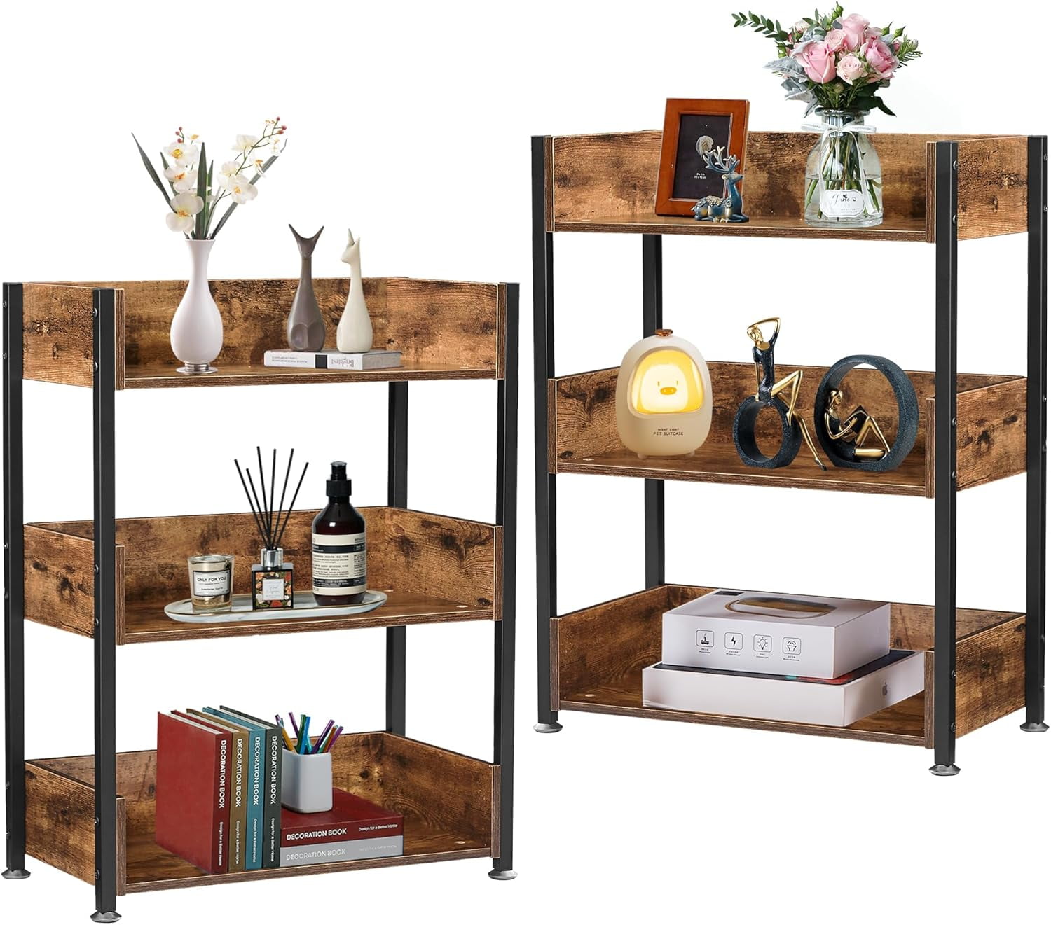 Bookshelf,Small Bookcase,3-Tier Storage Organizer,Industrial Shelving ...