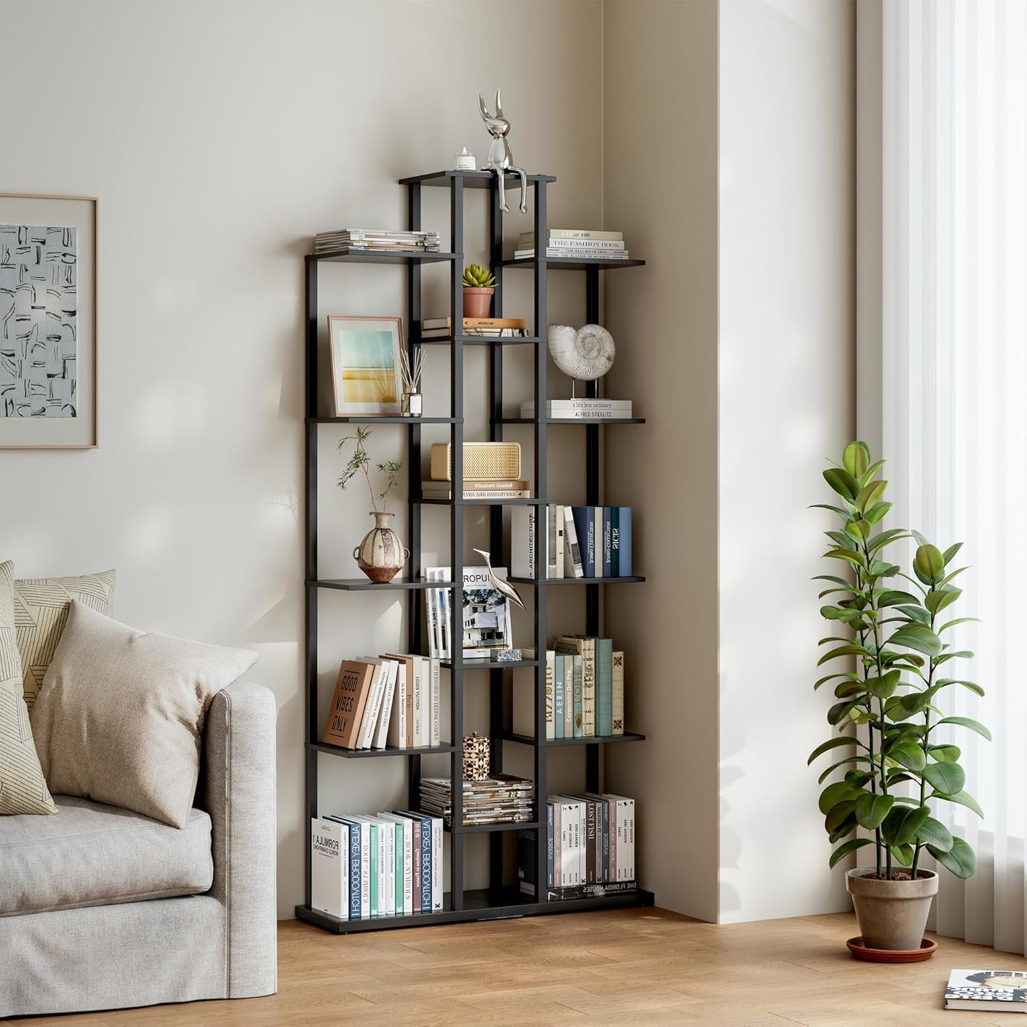 Bookshelf，Small Bookcase for Small Space，6-Tier Bookshelf for Living ...