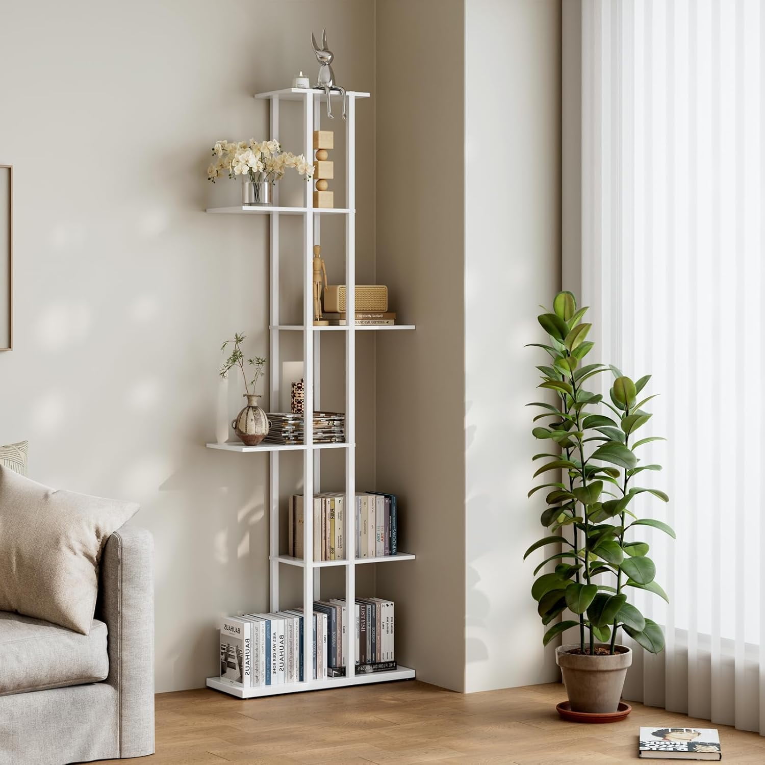 Bookshelf，Small Bookcase for Small Space，6-Tier Bookshelf for Living ...