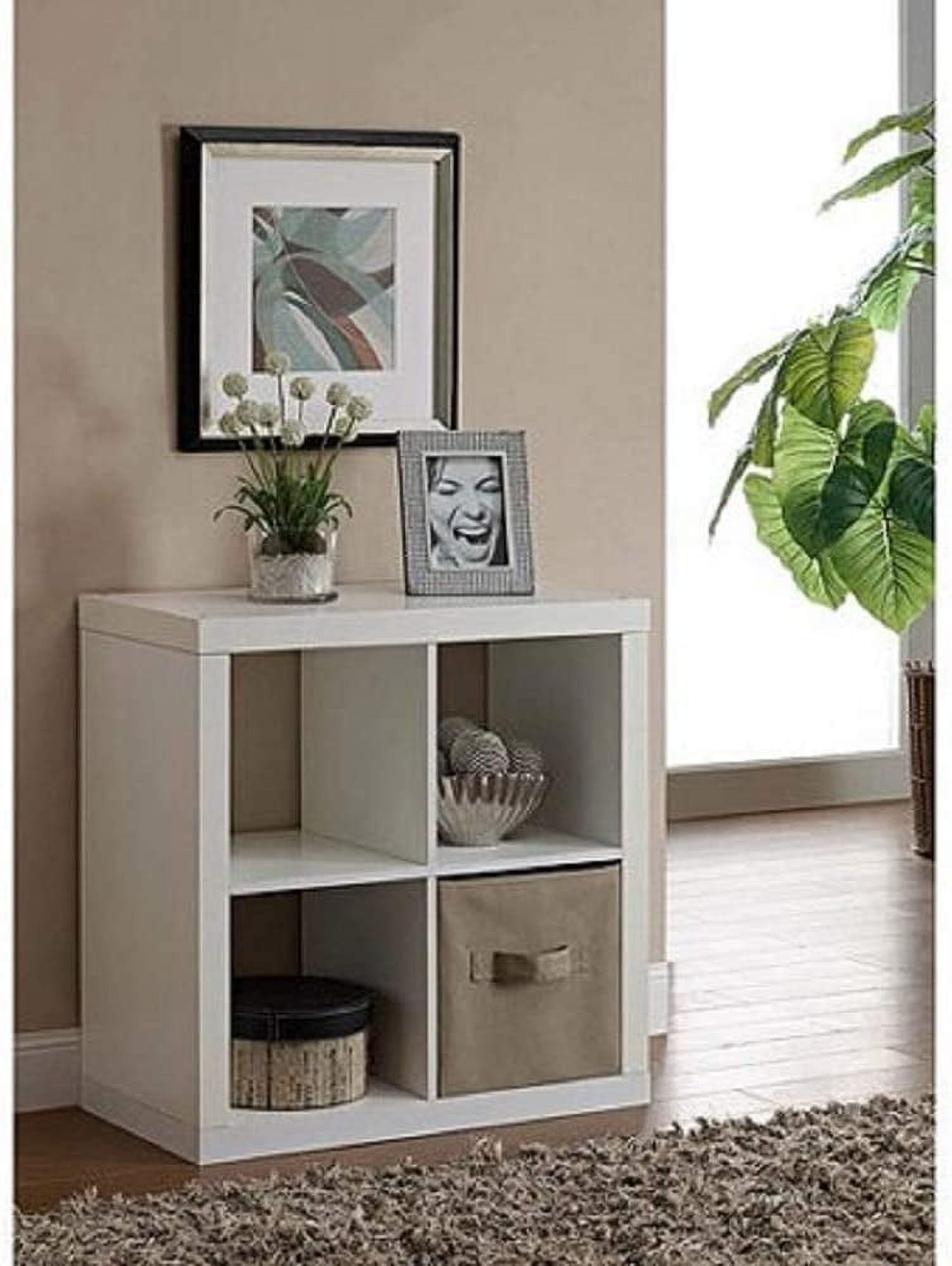 Bookshelf Square Storage Cabinet 4-Cube Organizer White, 30.91"D x 15. ...