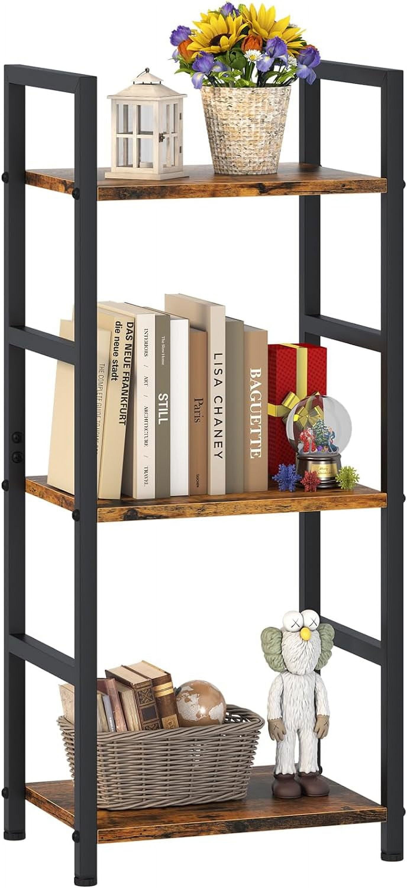 Bookshelf Storage Shelf Bookcase, 3 Tier Industrial Bookcase,Small Book ...