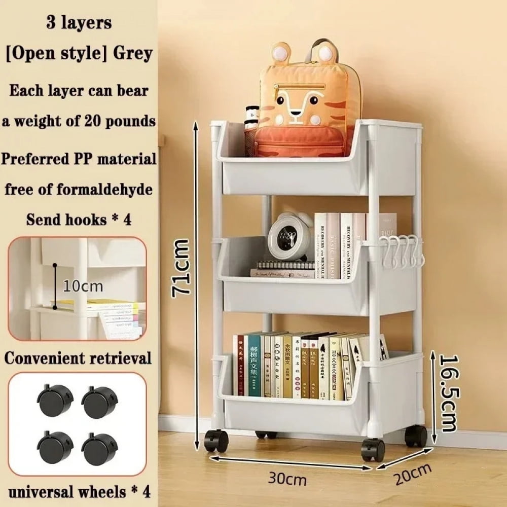 Bookshelf Storage Trolley Simple Kitchen Multi-Layer Movable Utility ...