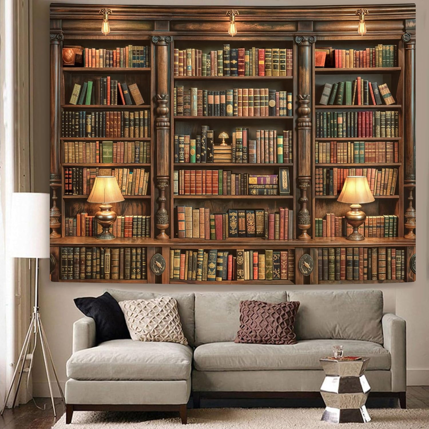Bookshelf Tapestry Wall Hanging Vintage Library Wall Tapestry, Old ...