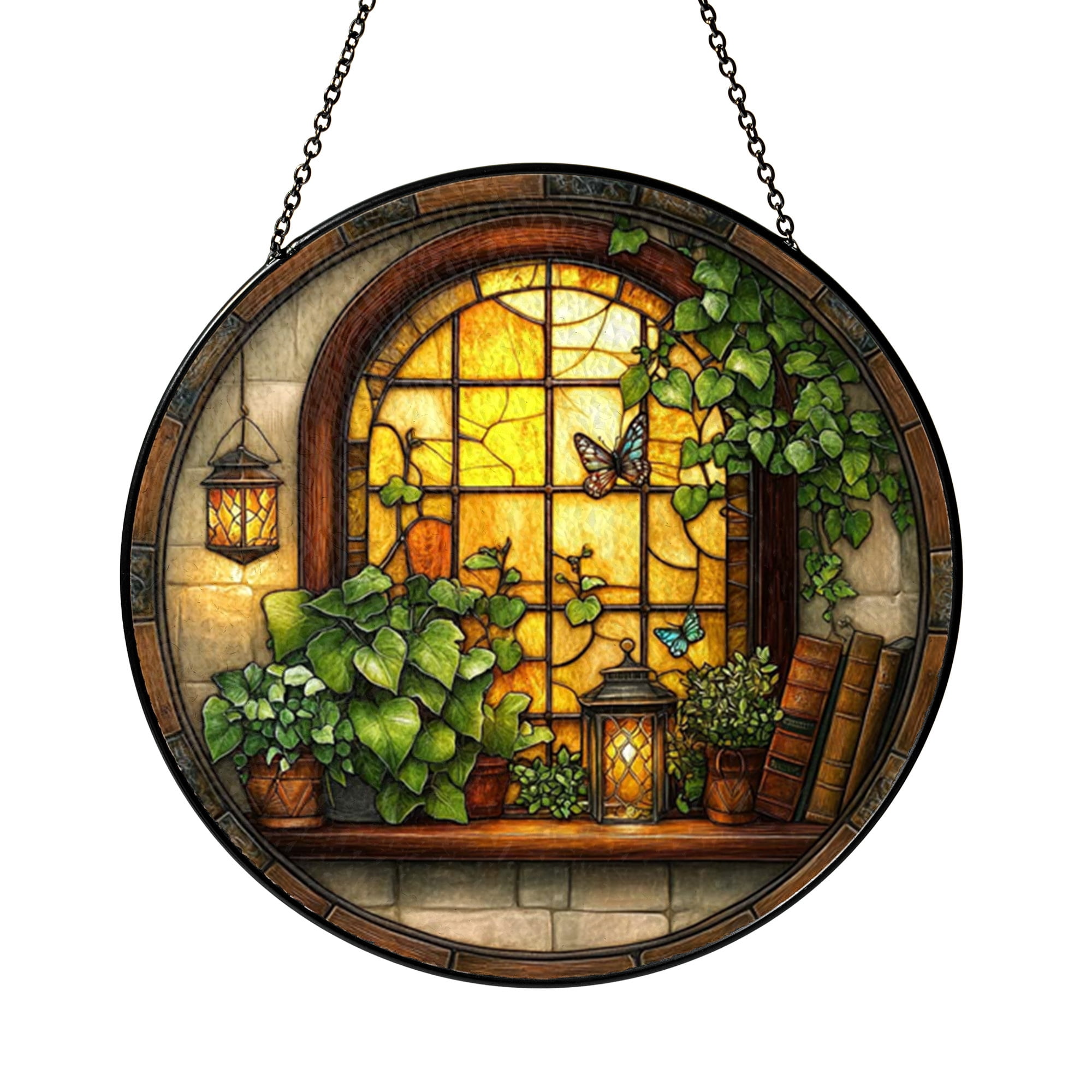 Bookshelf Themed Stained Glass Style Suncatcher for Window Decor ...