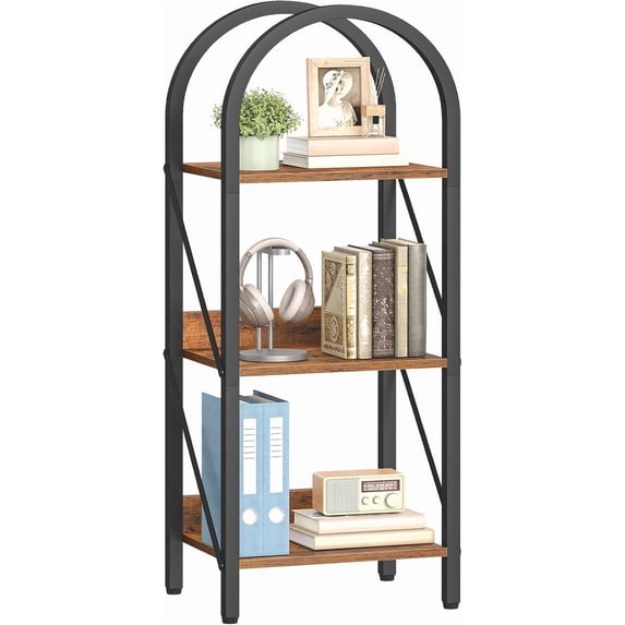 Bookshelf, Tier Arched Bookshelf, Industrial Bookcase with Metal Frame ...