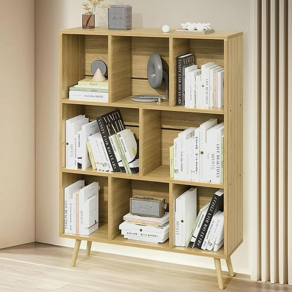 Bookshelf, Tier Cube Open Wooden Book Shelf with Legs, Floor Standing ...