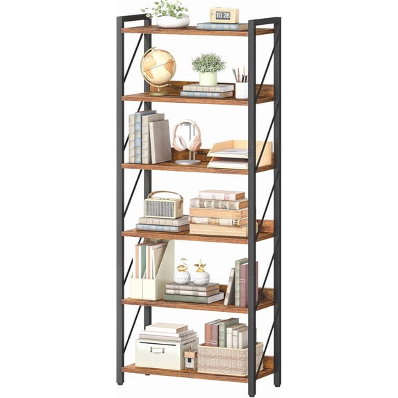 Bookshelf, Tier Industrial Bookcase, Book Shelf Storage Organizer, Tall ...