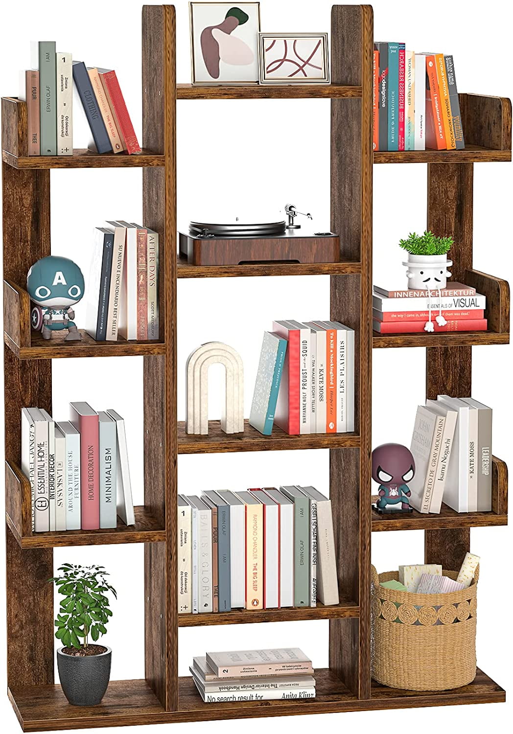 Bookshelf, Tree-Shaped Bookcase Storage Shelf with 13 compartments ...