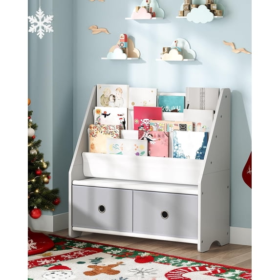 Bookshelf and Storage, 4 Tier Large Capacity Book Rack, Sling Bookcase ...