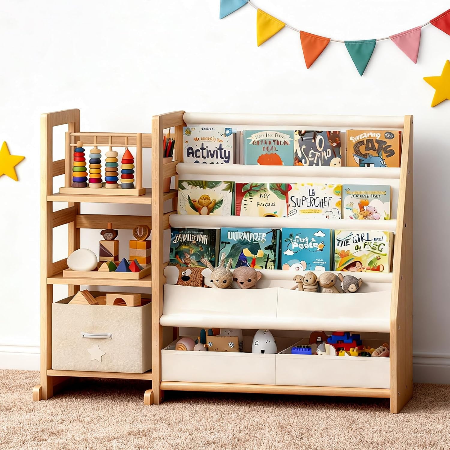 Bookshelf and Storage Organizer - White 3 Tier Wooden Book Shelf for ...