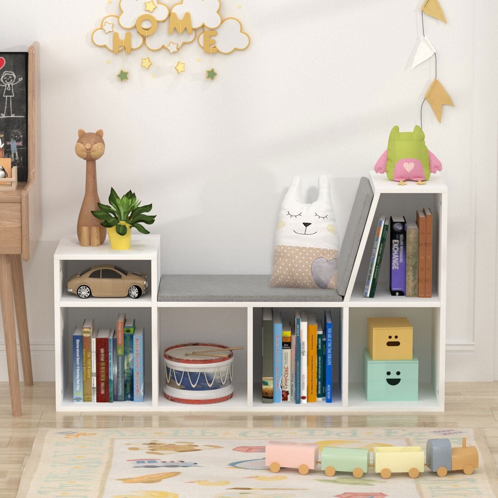 Bookshelf storage cabinet children's toy bookcase reading corner ...