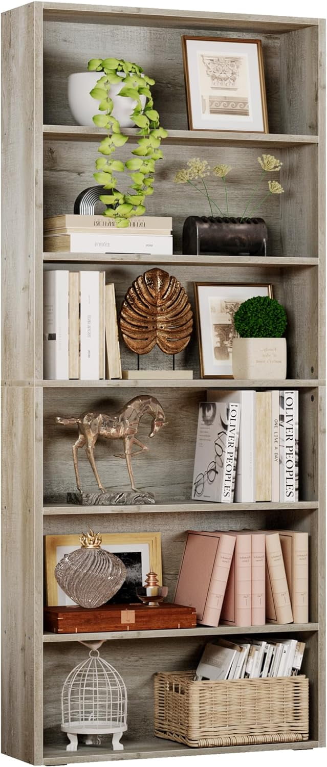 Bookshelves and Bookcases Floor Standing 6 Tier Display Storage Shelves ...