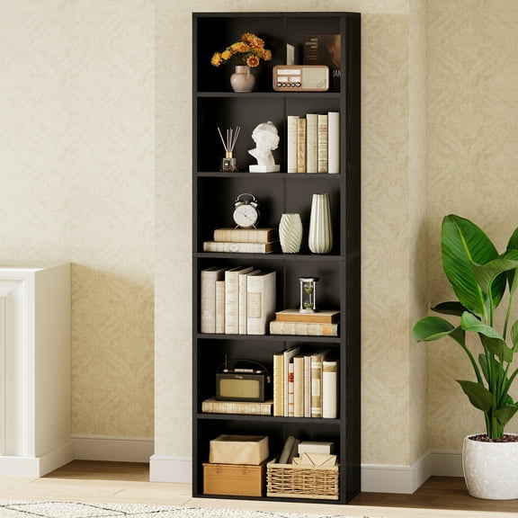 Casaottima 6-Tier Open Bookshelf and Bookcase, Floor Standing Display ...