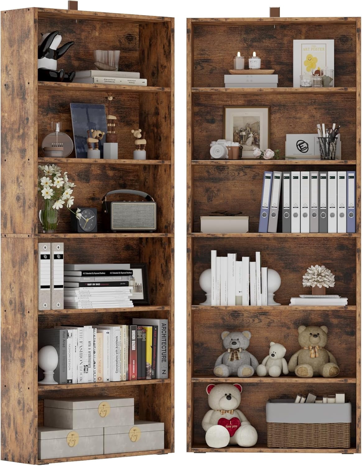 Bookshelves and Bookcases Set of 2 Floor Standing 6 Tiers Display ...