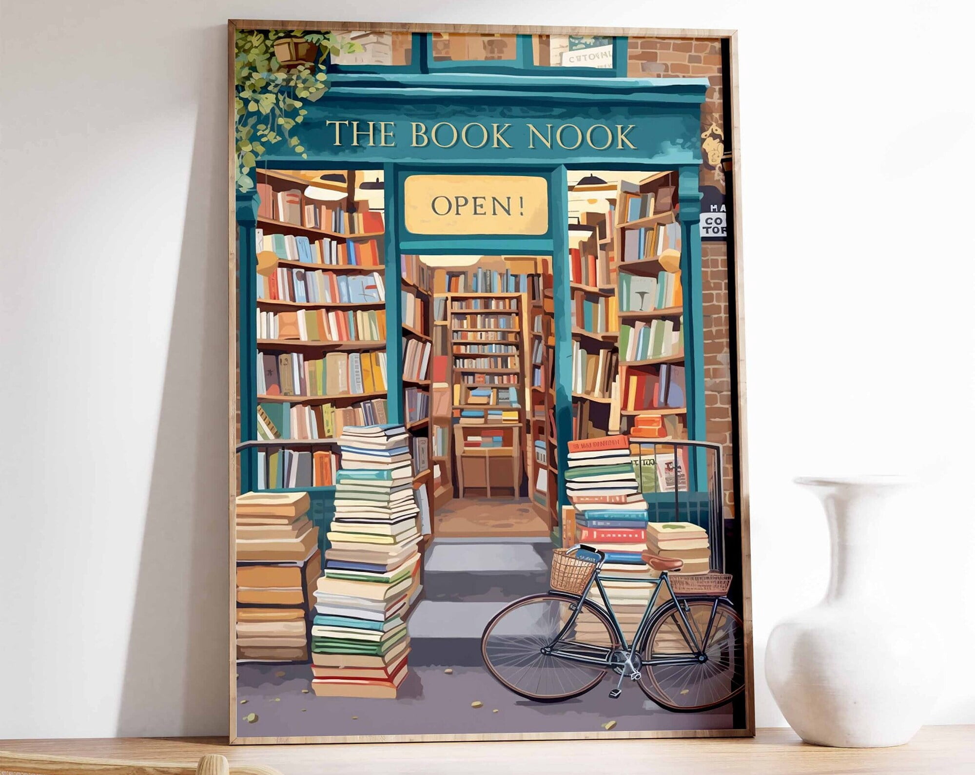 Bookshop Poster Retro Book Lover Art Library Wall Decor - Walmart.com