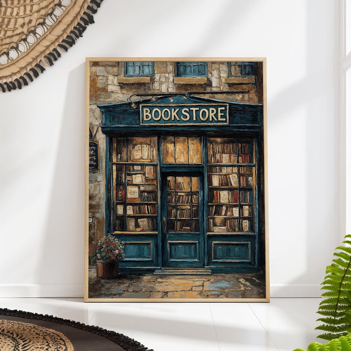 Bookstore Vintage Book Shop Rustic Wall Art, Unframed Paper Poster ...